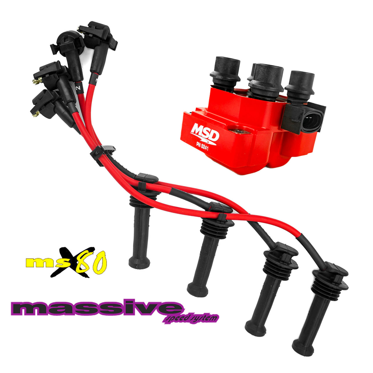 MASSIVE ZAP-PAK Ignition Kit: MSD Coil MSX80 & Performance Spark Plug Wires